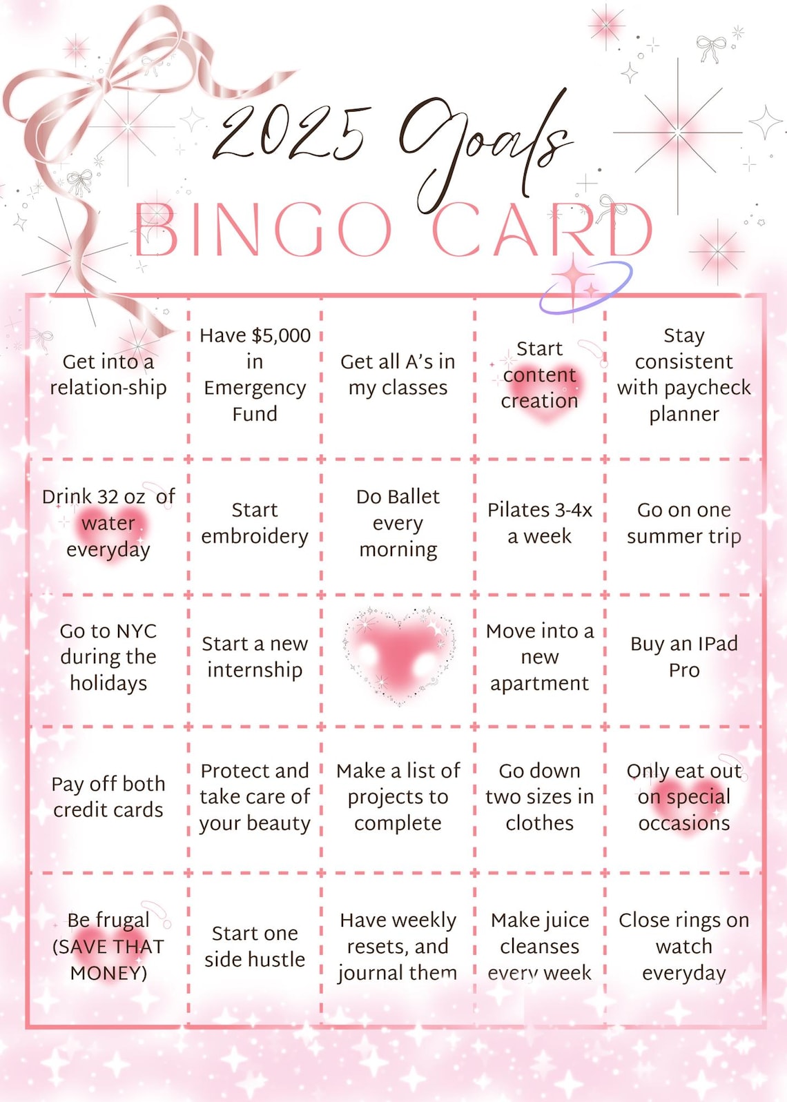 2025 Goals Bingo Card Template - Etsy UK