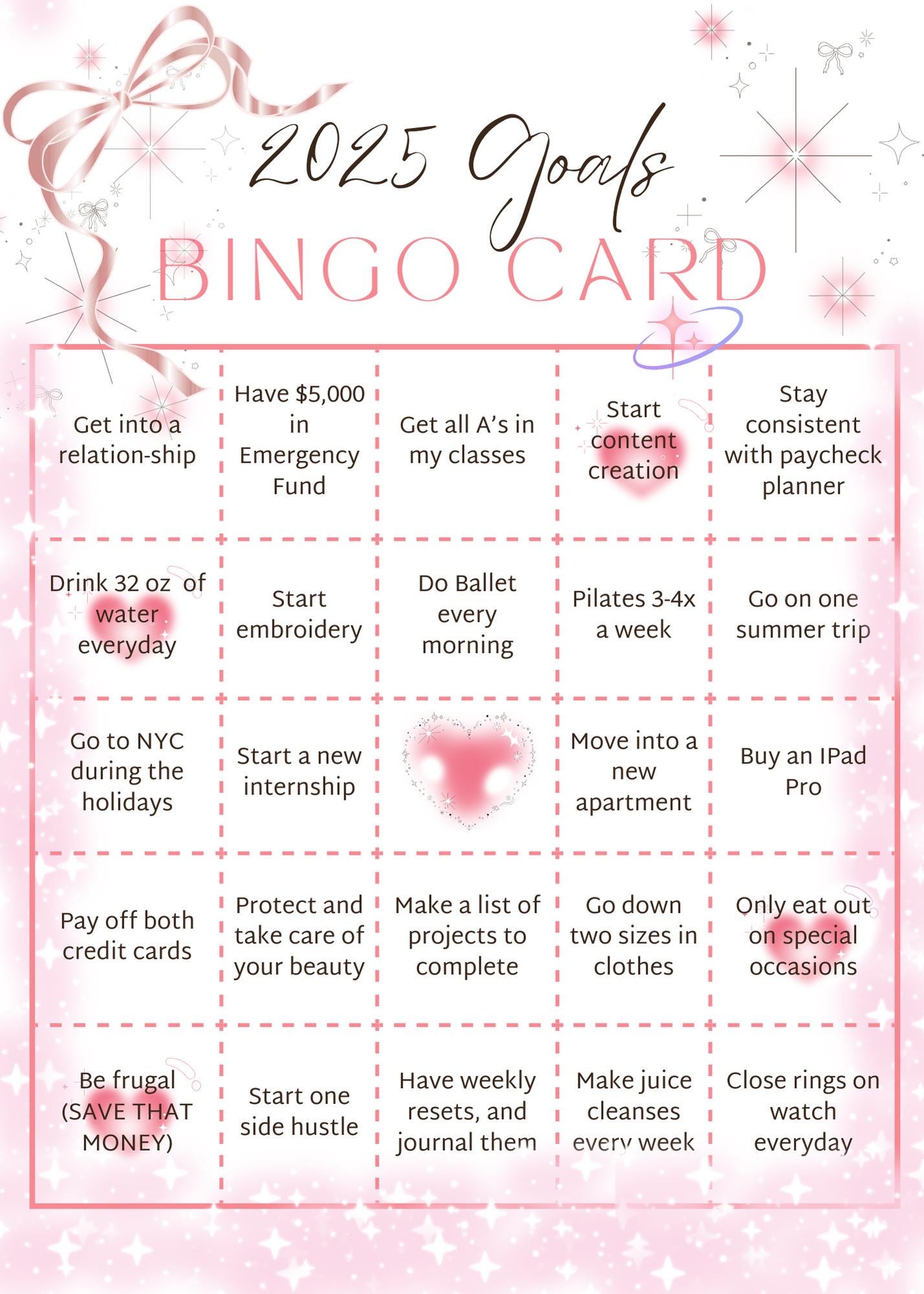 2025 Goals Bingo Card Template Printable - Etsy