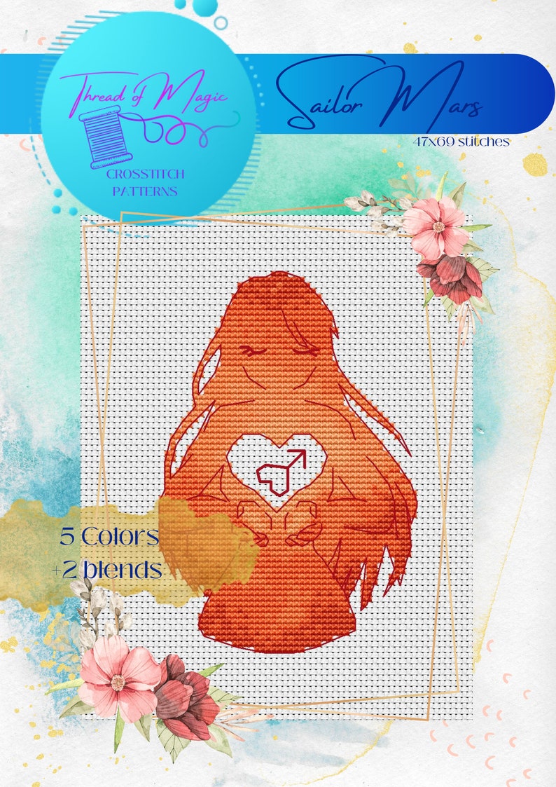 Sailor Mars Silhouette Cross Stitch Pattern PDF File Instant Download ...