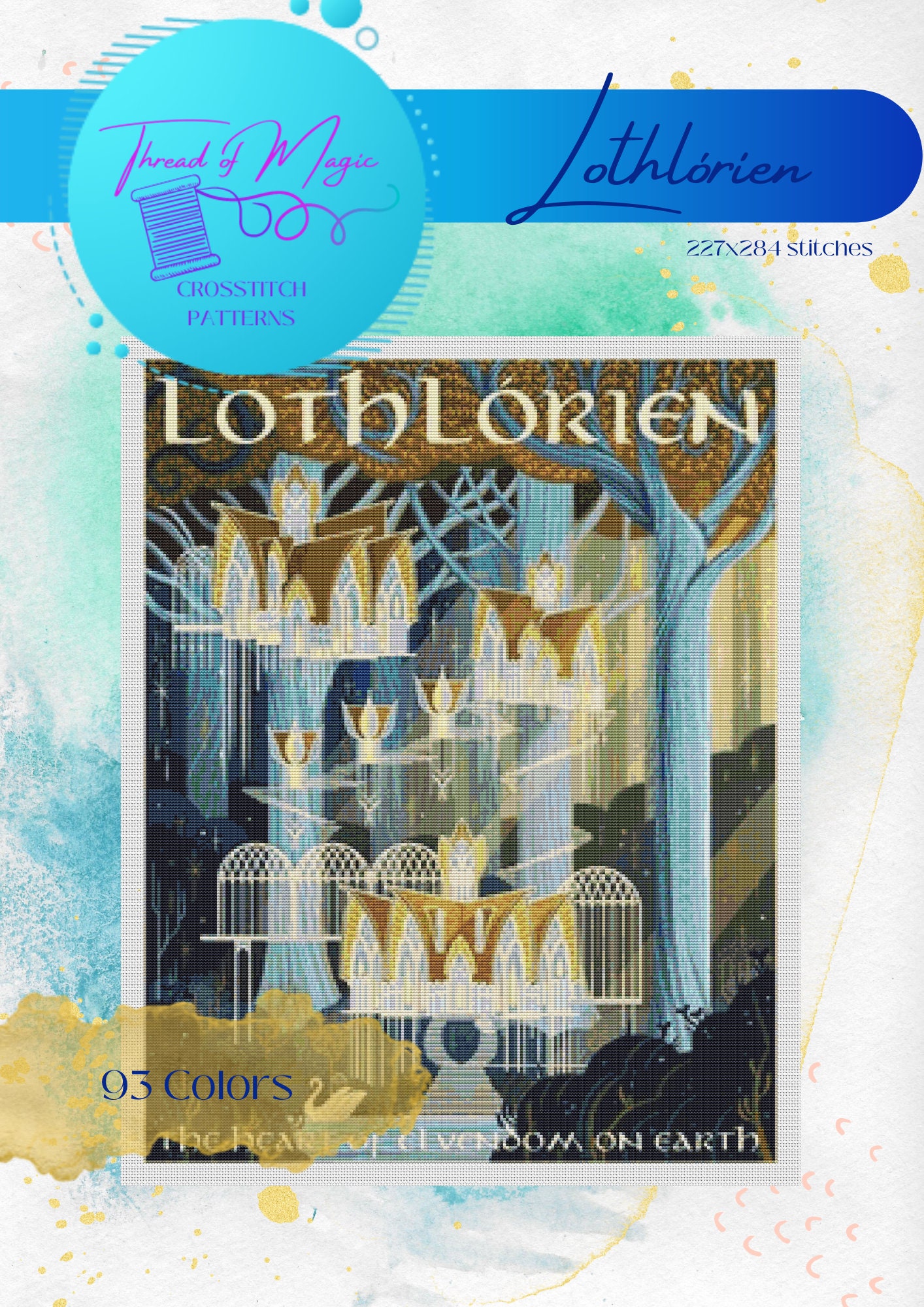 LOTR Landscape Lothlórien Supersize Cross Stitch Pattern PDF File ...