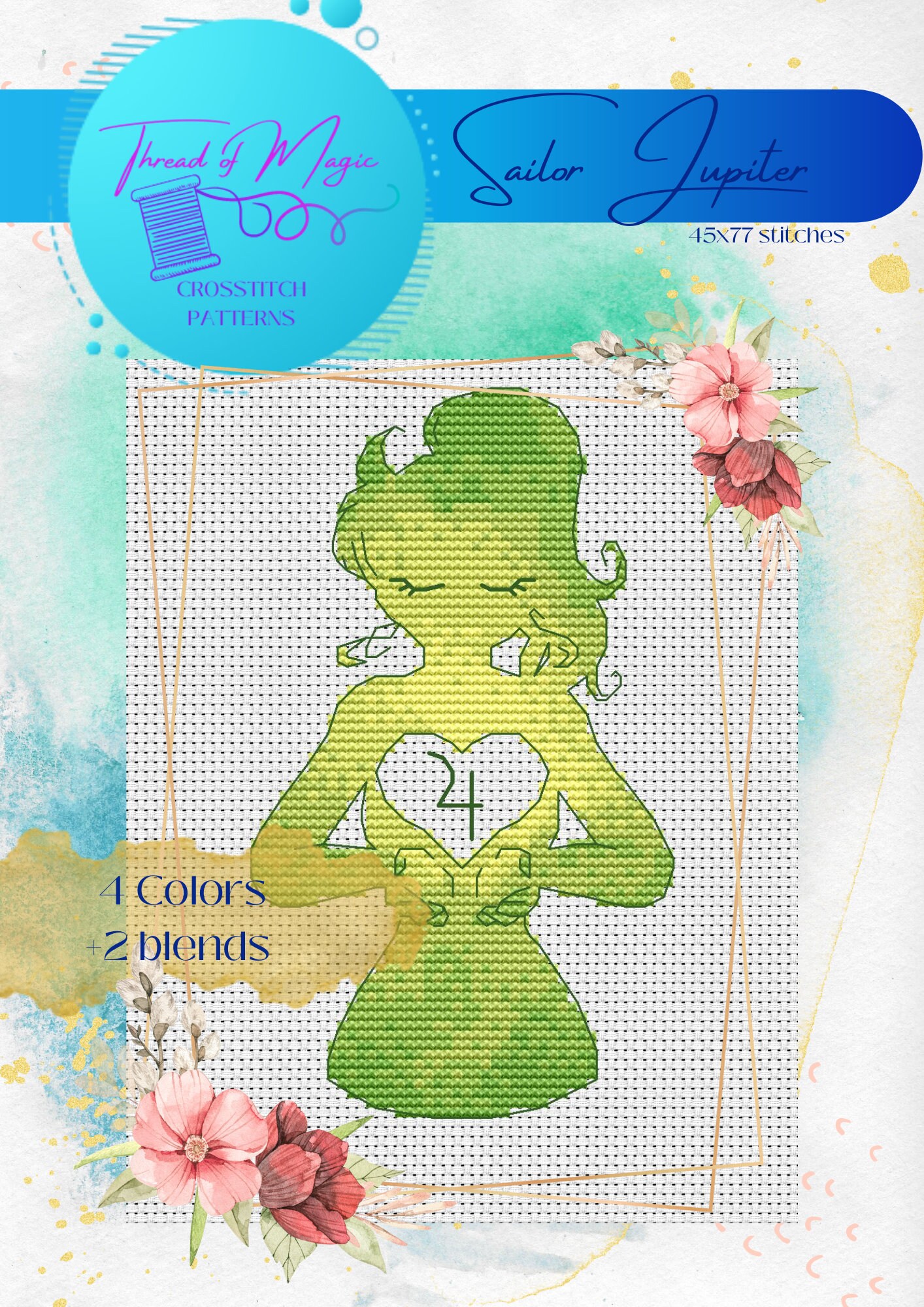 Sailor Jupiter Silhouette Cross Stitch Pattern PDF File Instant ...