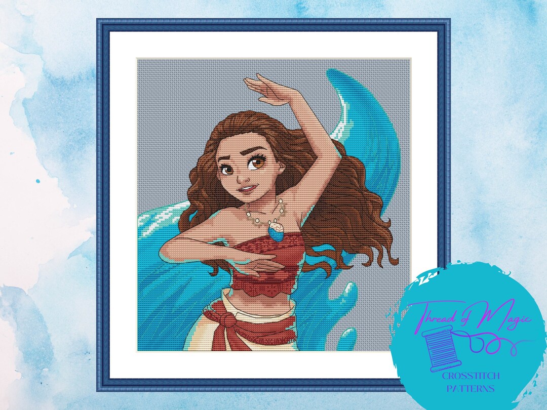 Moana Cross Stitch Pattern PDF File Instant Download DMC Floss Hand ...