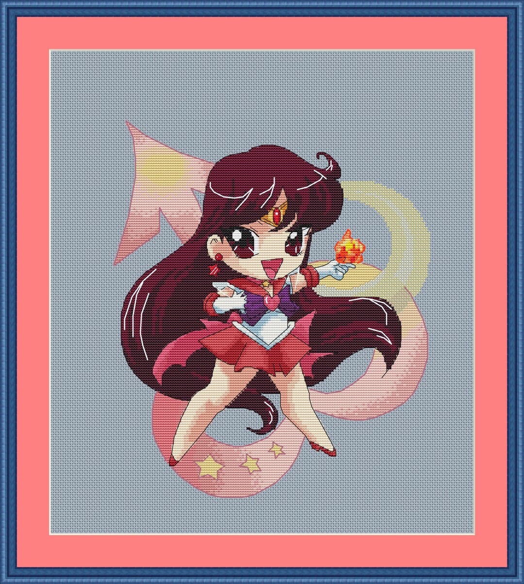 Chibi Sailor Mars Cross Stitch Pattern PDF File Instant Download Hand ...