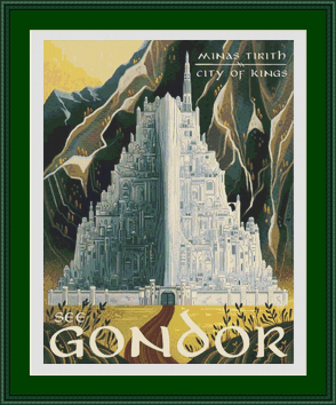 LOTR Landscape Gondor Supersize Cross Stitch Pattern PDF File Instant ...