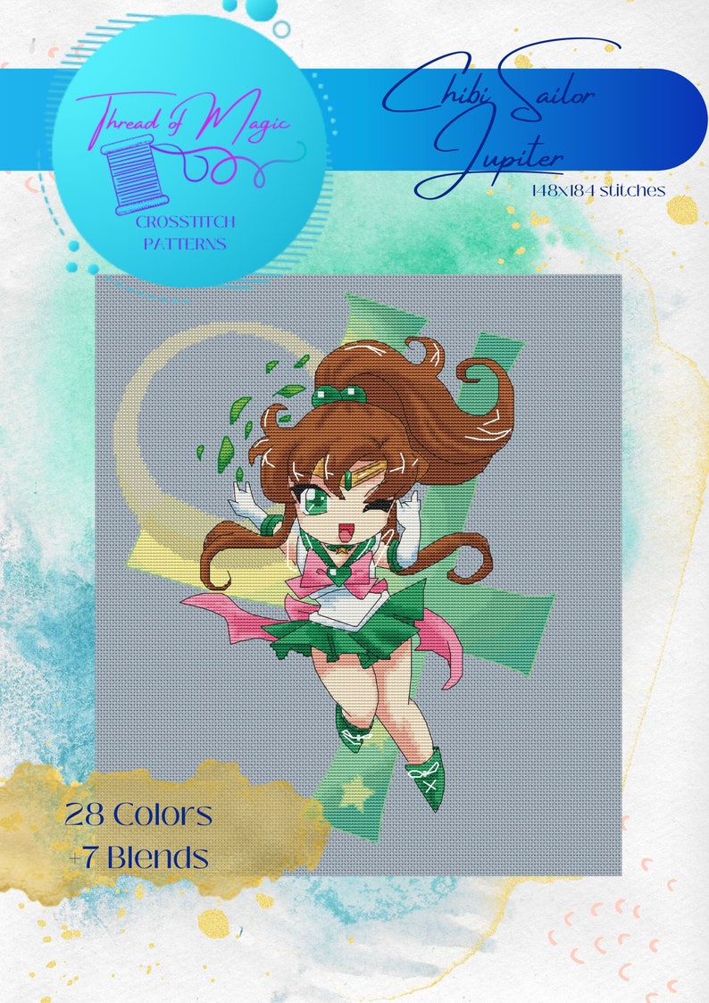 Chibi Sailor Jupiter Cross Stitch Pattern PDF File Instant Download DMC ...