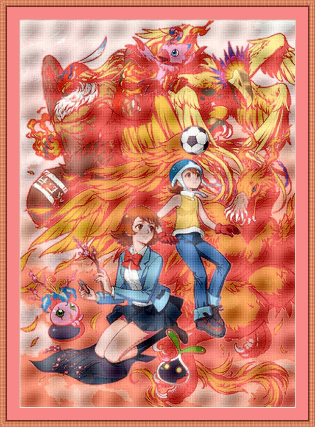 Sora and Her Digimon Supersize Cross Stitch Pattern PDF File Instant ...