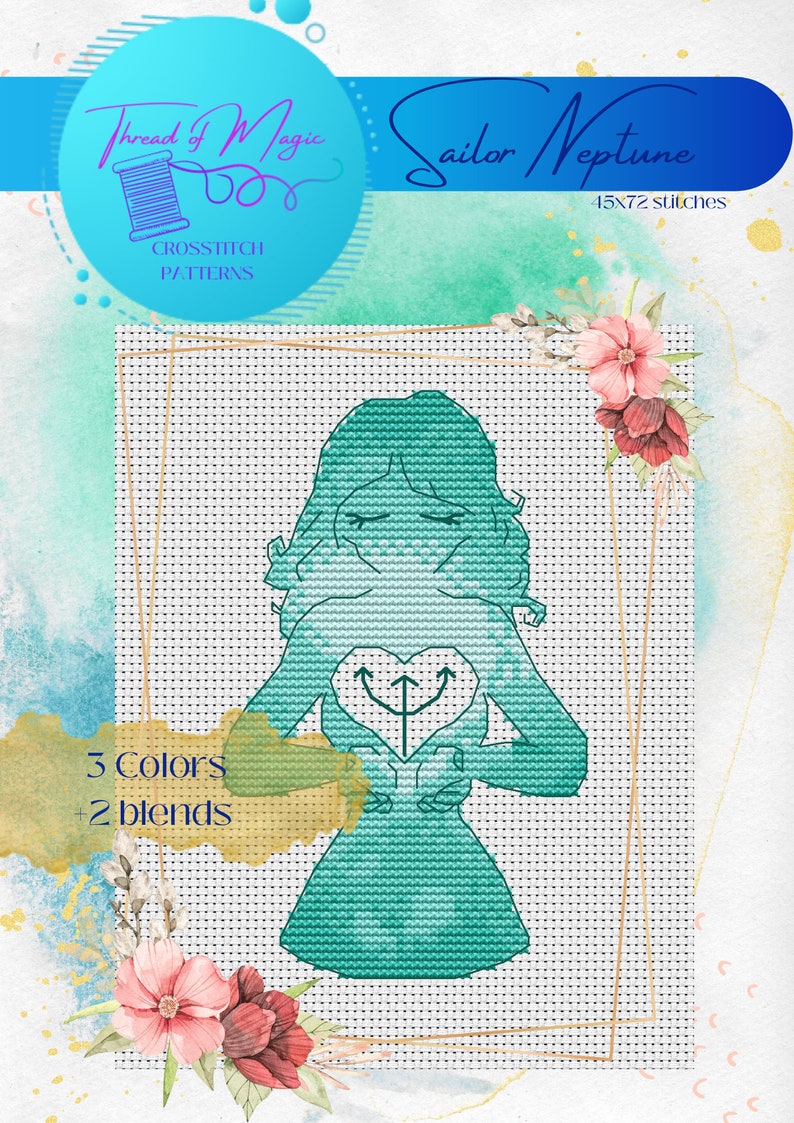 Sailor Neptune Silhouette Cross Stitch Pattern PDF File Instant ...