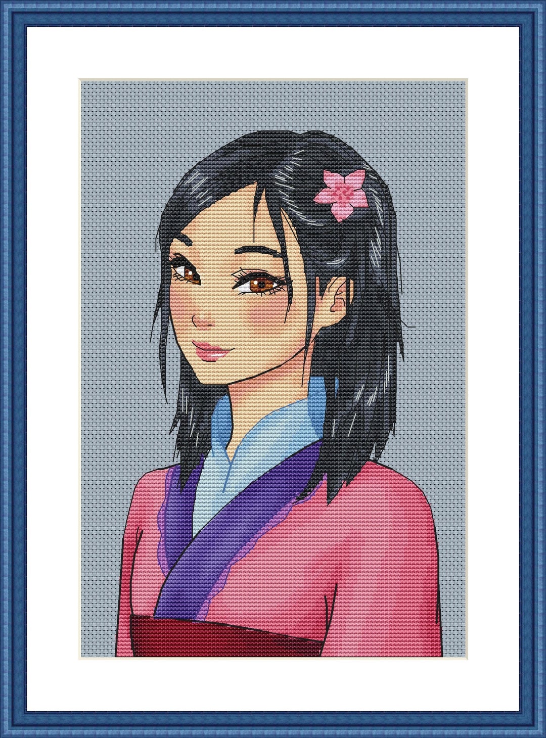 Mulan Portrait Cross Stitch Pattern PDF File Instant Download DMC Floss ...
