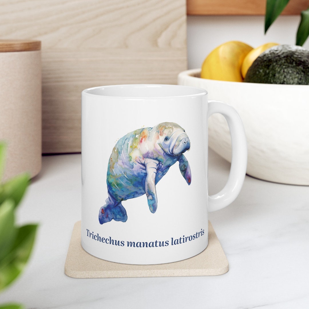 Minimalist Watercolor Manatee Mug Featuring Trichechus Manatus ...
