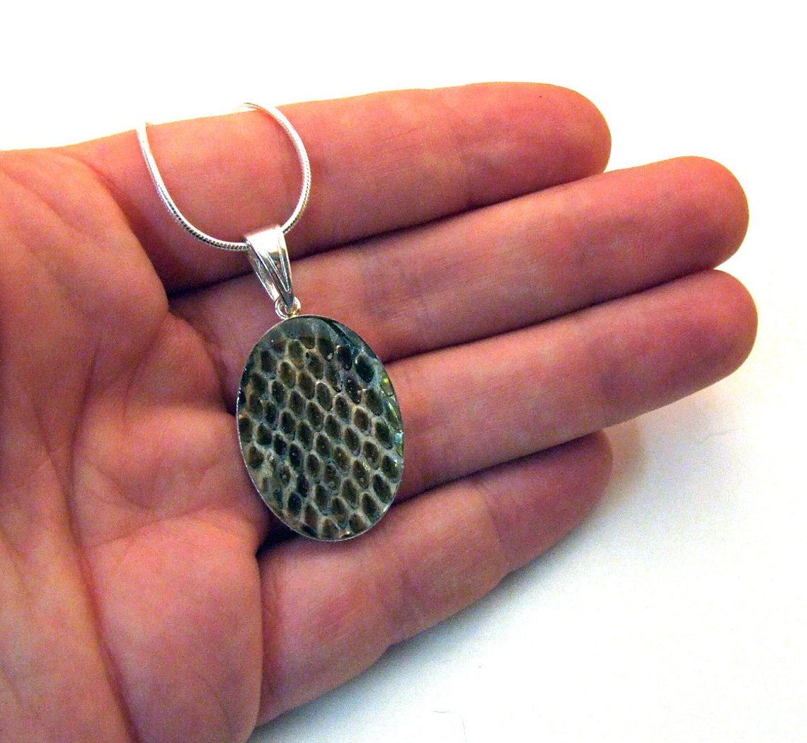 SNAKE SKIN Necklace, Handmade in Sterling Silver and Resin, Nature ...