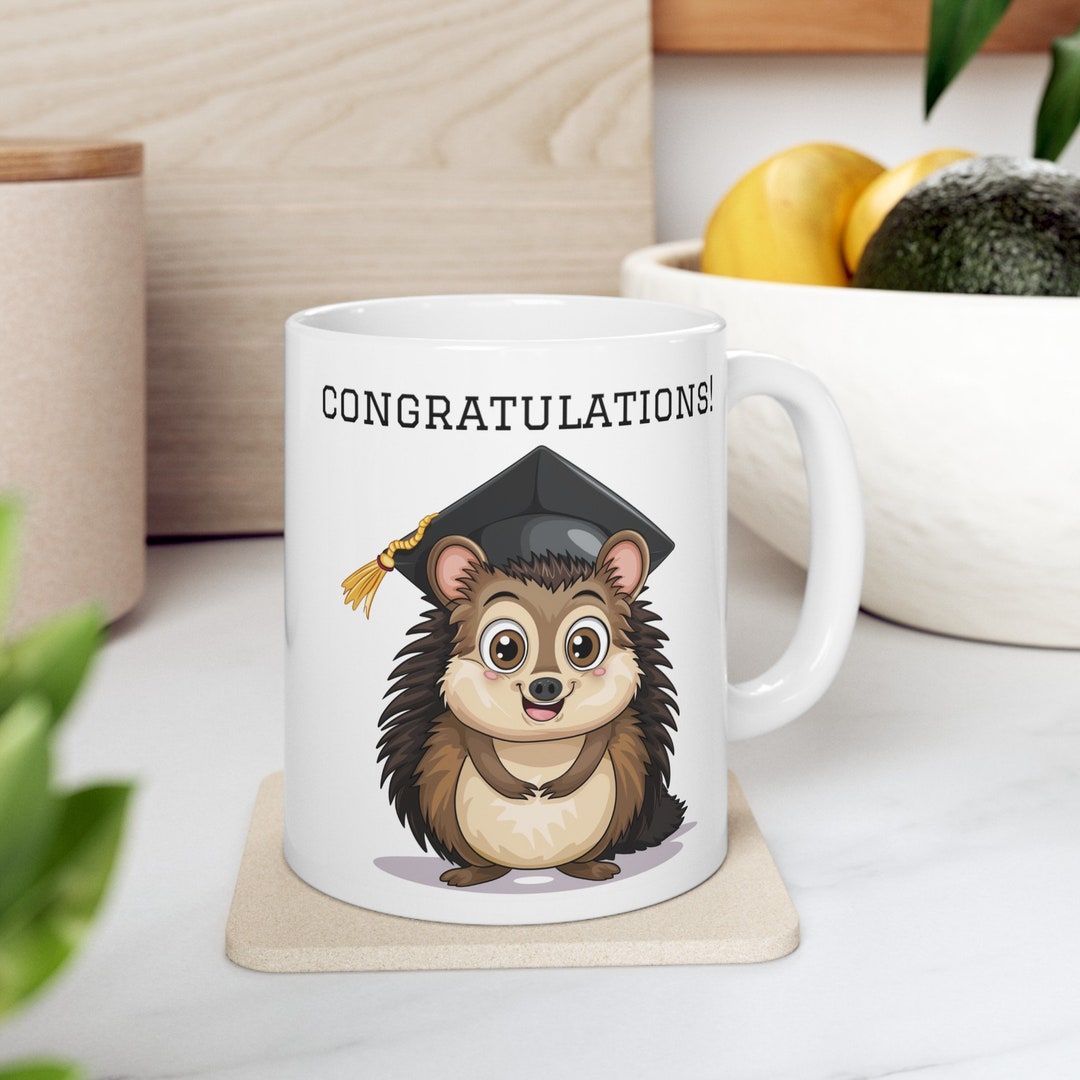 Hedgehog Graduation Mug Cute Grad Gift for High School Diploma College ...
