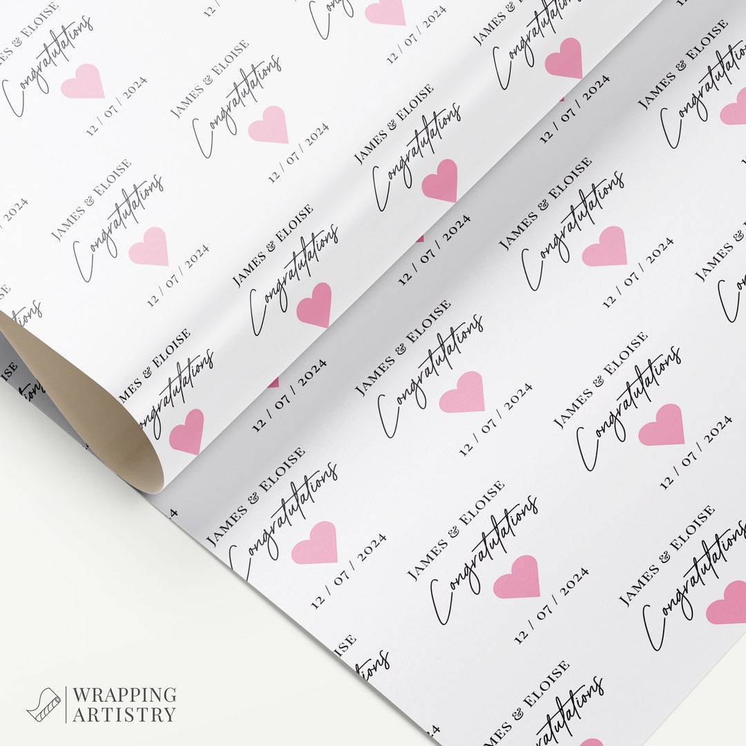 Personalized Wedding Wrapping Paper, Custom Gift Wrapping, Personalised ...