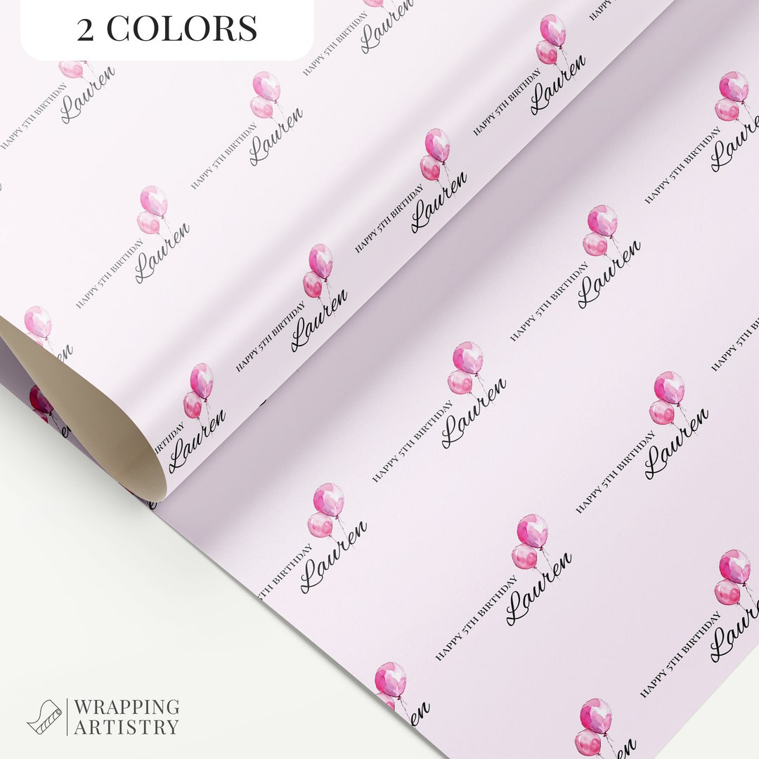 Personalized Birthday Wrapping Paper, 2 Colours , Custom Gift Wrapping ...