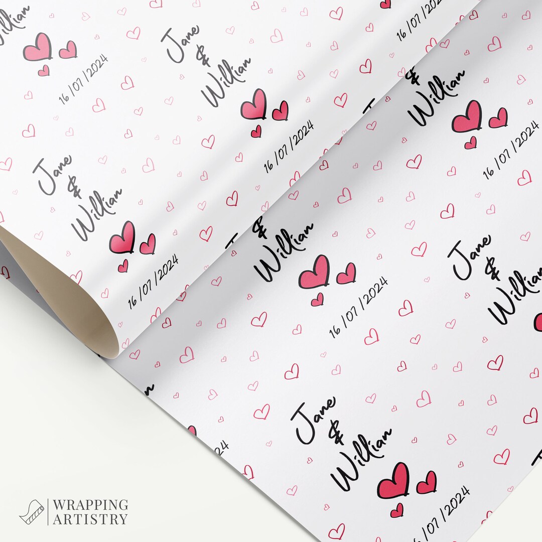 Personalized Wedding Wrapping Paper, Custom Gift Wrapping, Personalised ...