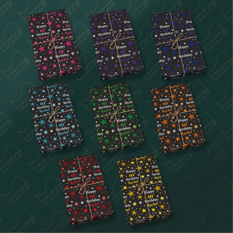 Personalized Birthday Wrapping Paper, 8 Colours , Custom Gift Wrapping ...