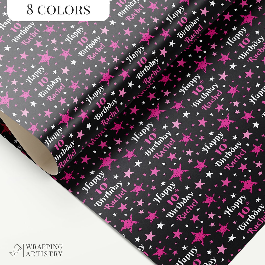 Personalized Birthday Wrapping Paper, 8 Colours , Custom Gift Wrapping ...