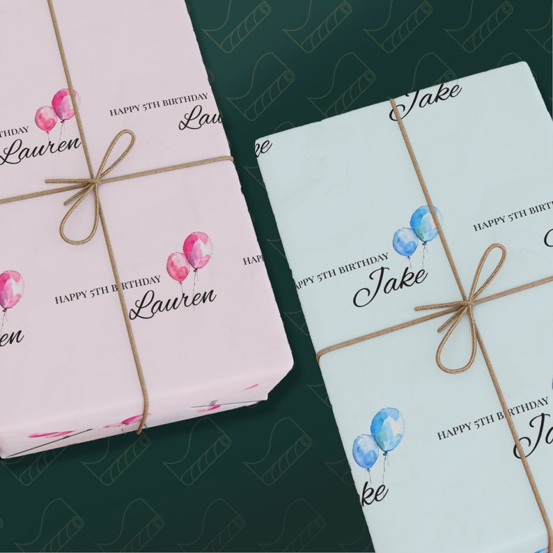Personalized Birthday Wrapping Paper, 2 Colours , Custom Gift Wrapping ...