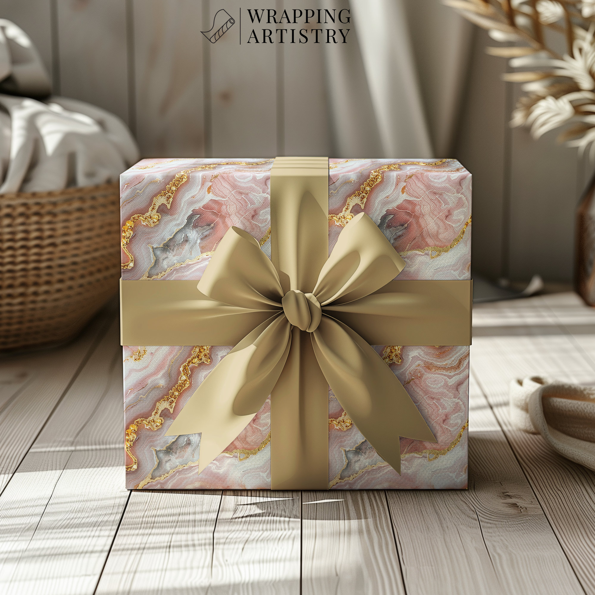 Pink and Gold Marble Wrapping Paper, Luxury Gift Wrap, Pink White ...