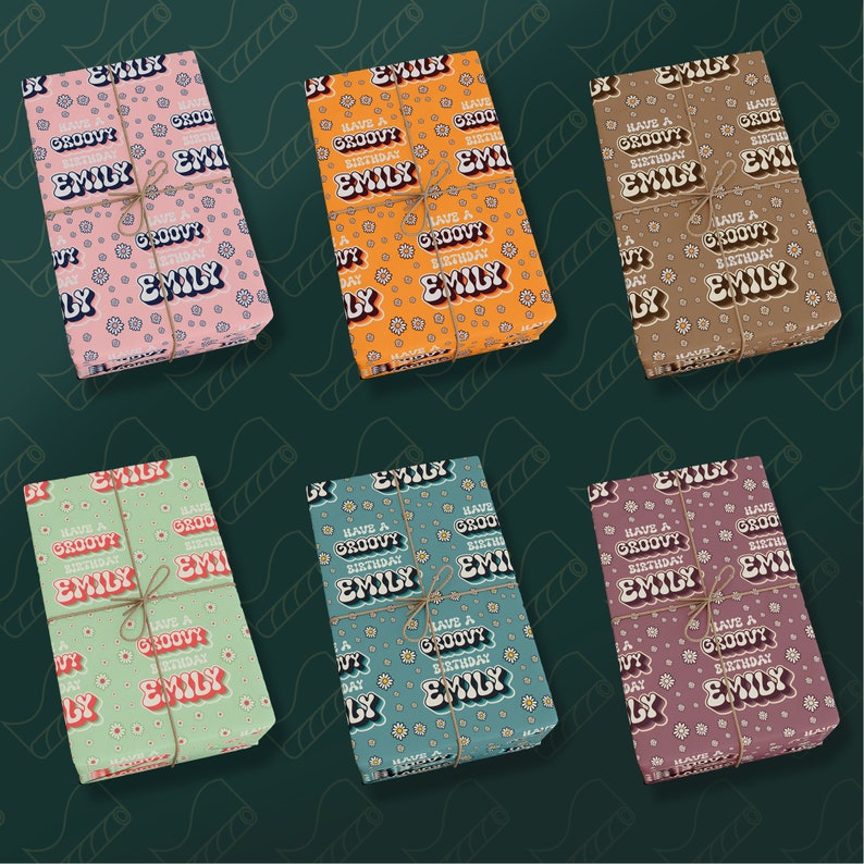 Personalized Birthday Wrapping Paper, 6 Colours , Custom Gift Wrapping ...