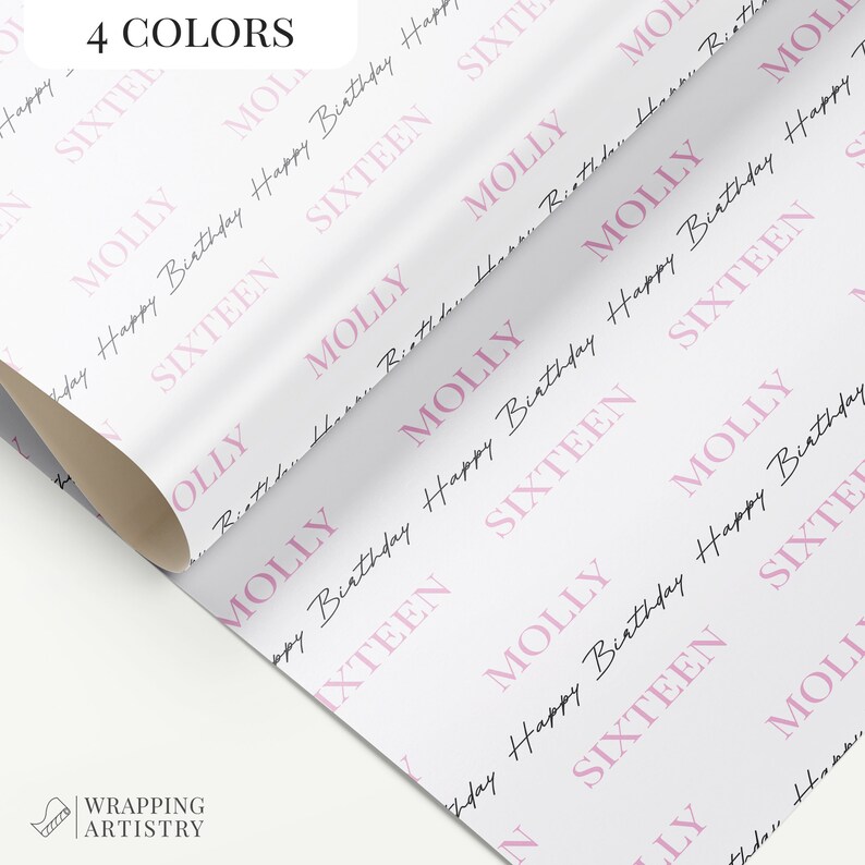Personalized Birthday Wrapping Paper, 4 Colours , Custom Gift Wrapping ...