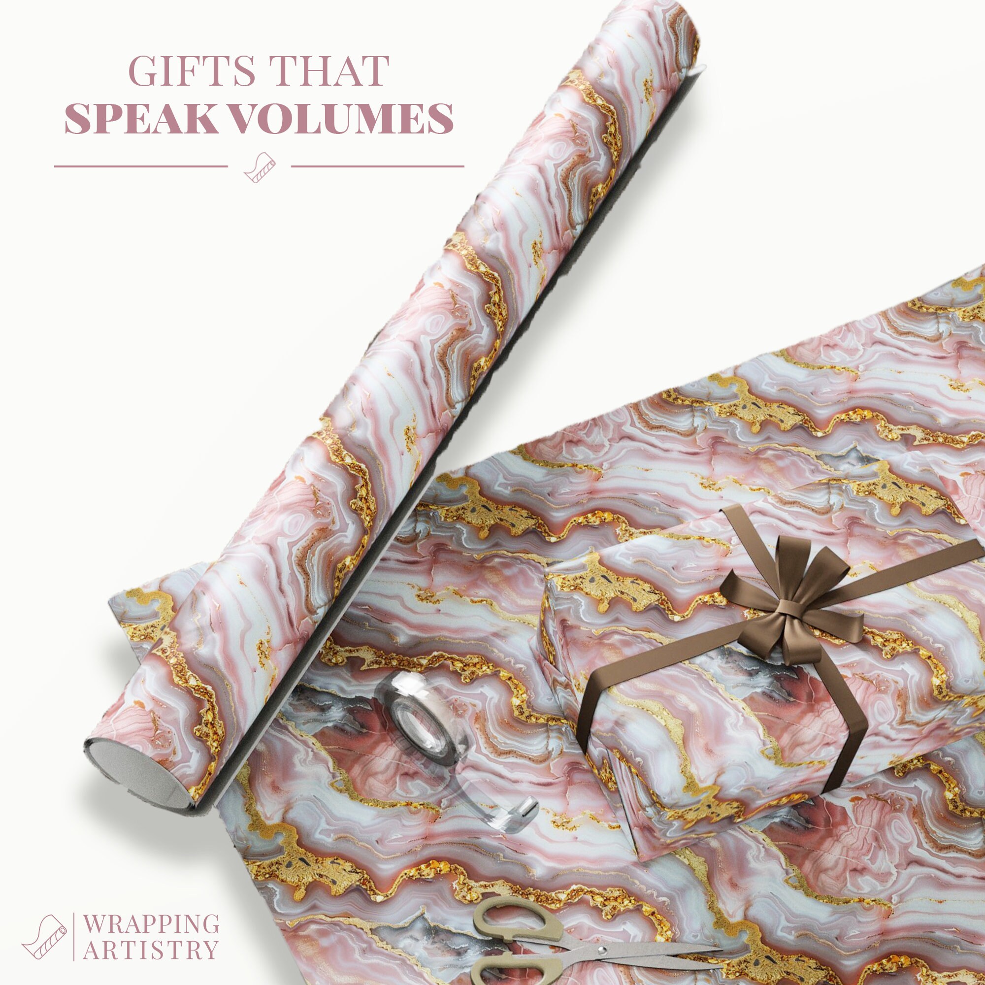 Pink and Gold Marble Wrapping Paper, Luxury Gift Wrap, Pink White ...