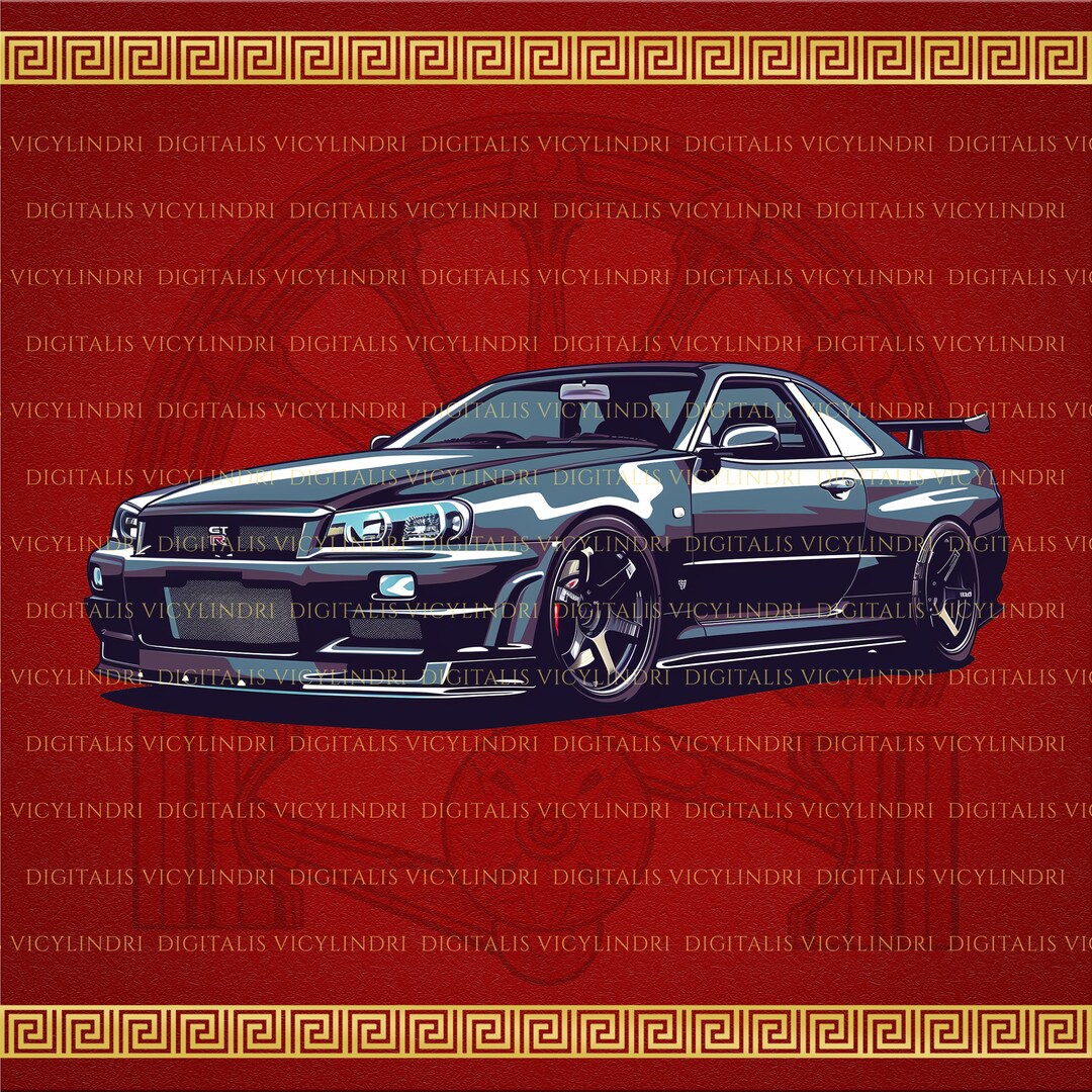 Nissan Skyline GT R34 PNG, JDM Decal, Car Printables, Bumper Sticker ...