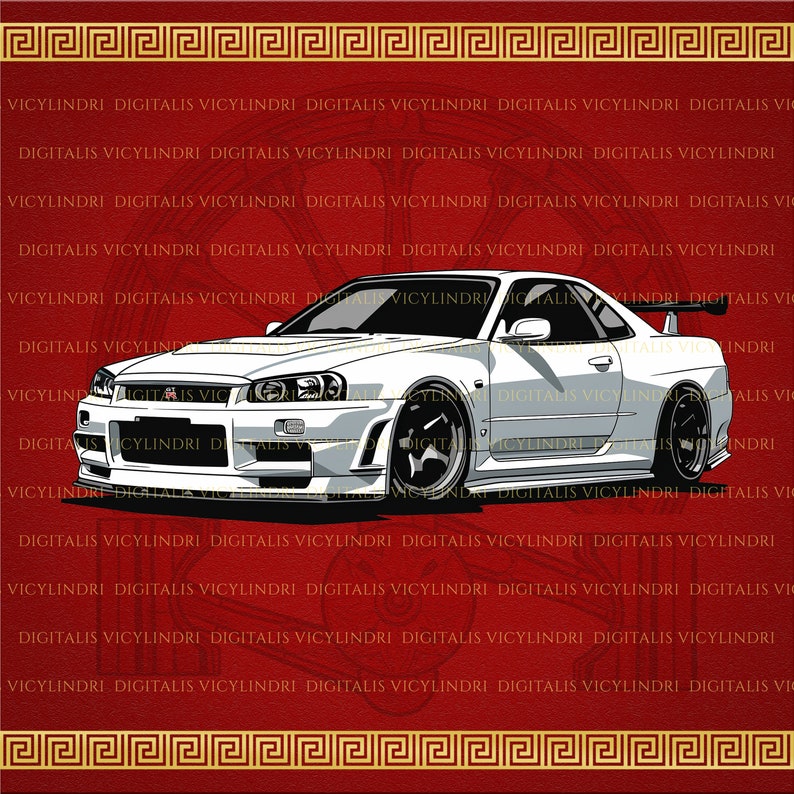 Nissan Skyline GT R34 PNG, JDM Decal, Car Printables, Bumper Sticker ...