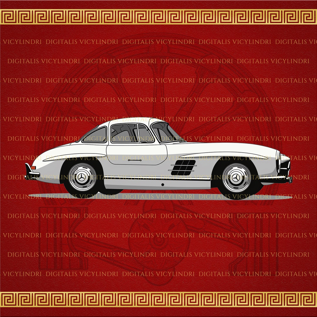 Mercedes 300SL PNG, Mercedes Decal, Car Printables, Bumper Sticker Png ...