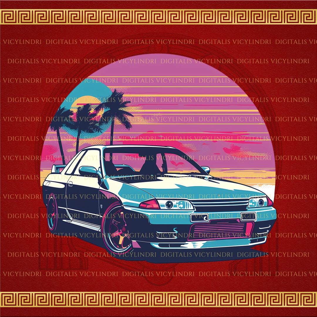 Nissan Skyline GT R32 PNG, JDM Decal, Car Printables, Miami Vice Design ...