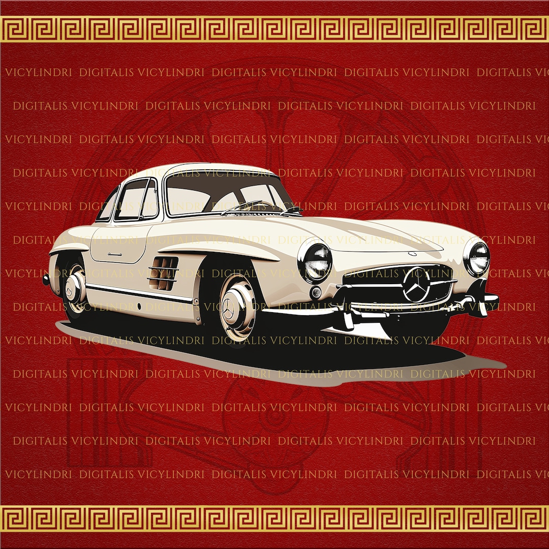 Mercedes 300SL PNG, Mercedes Decal, Car Printables, Bumper Sticker Png ...