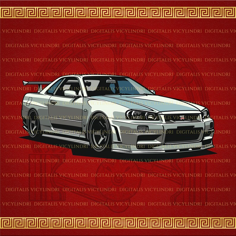 Nissan Skyline GT R34 PNG, JDM Decal, Car Printables, Bumper Sticker ...