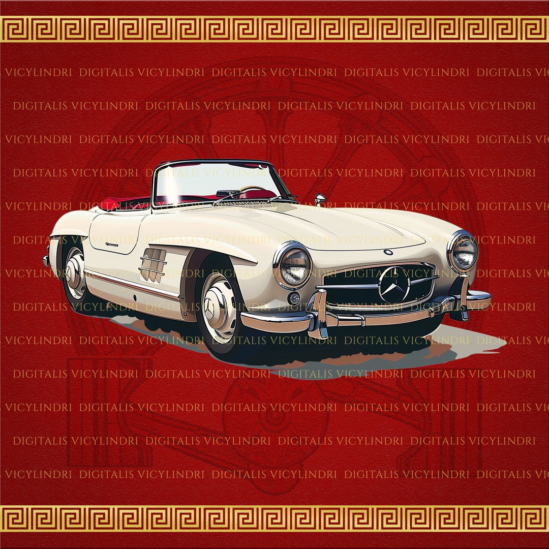 Mercedes 300SL PNG, Mercedes Decal, Car Printables, Bumper Sticker Png ...