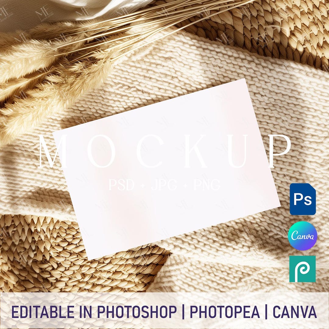 Horizontal Thank You Card Mockup, Greeting Card Mockup, 4x6 Invitation ...