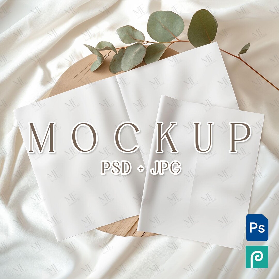 Newspaper Mockup Set, 8.5x11 & 17x11 Paper Card Template PSD - Etsy