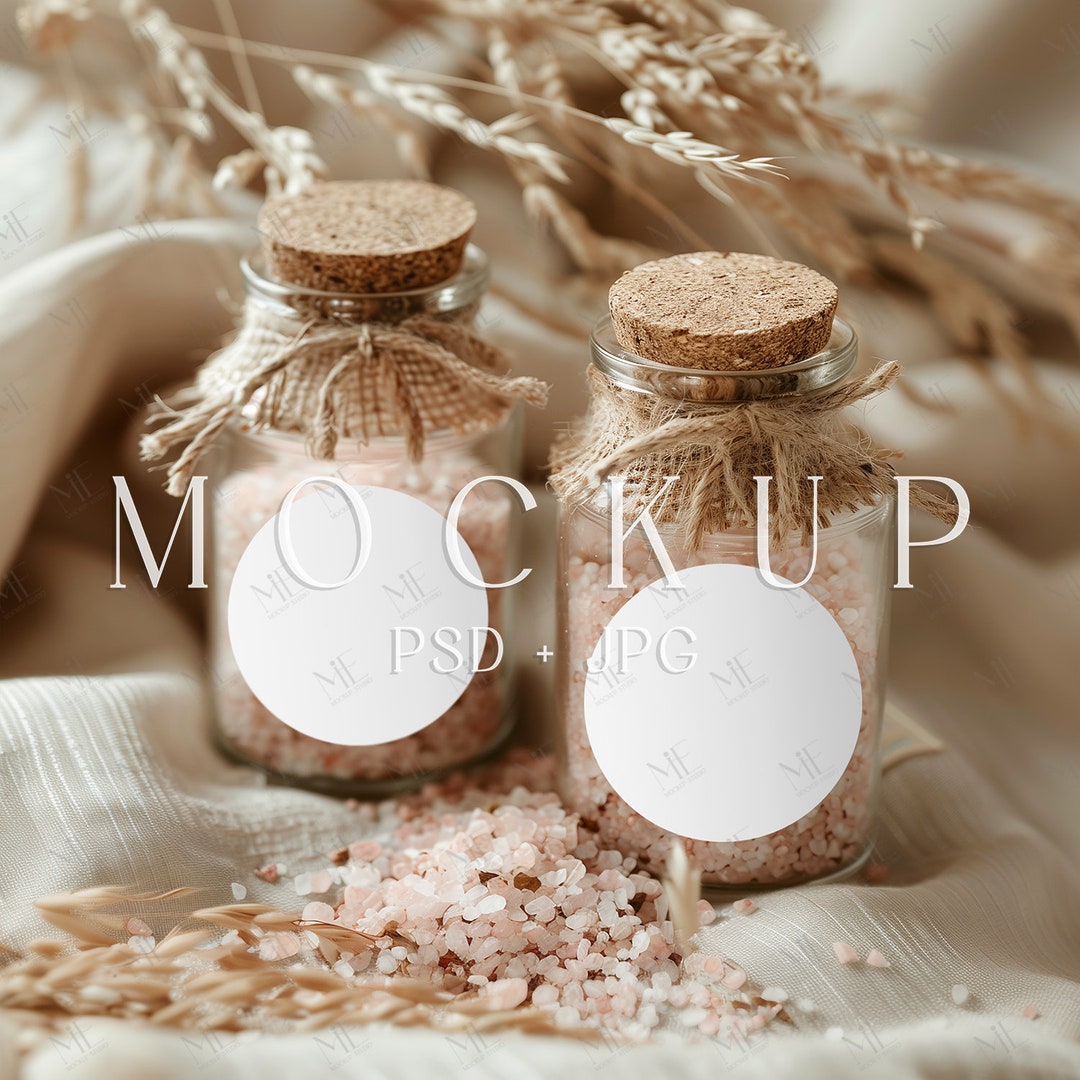 Spice Jars Sticker Mockup, Jar Label Mockup, Spice Jar 3x3 Circle Label ...