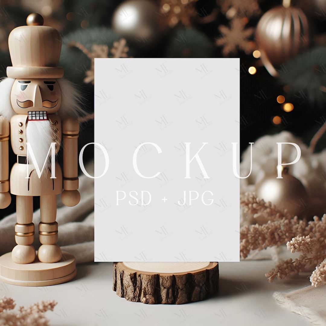 Christmas Invitation Card Mockup, Greeting Card Mockup, 5x7 Holiday ...