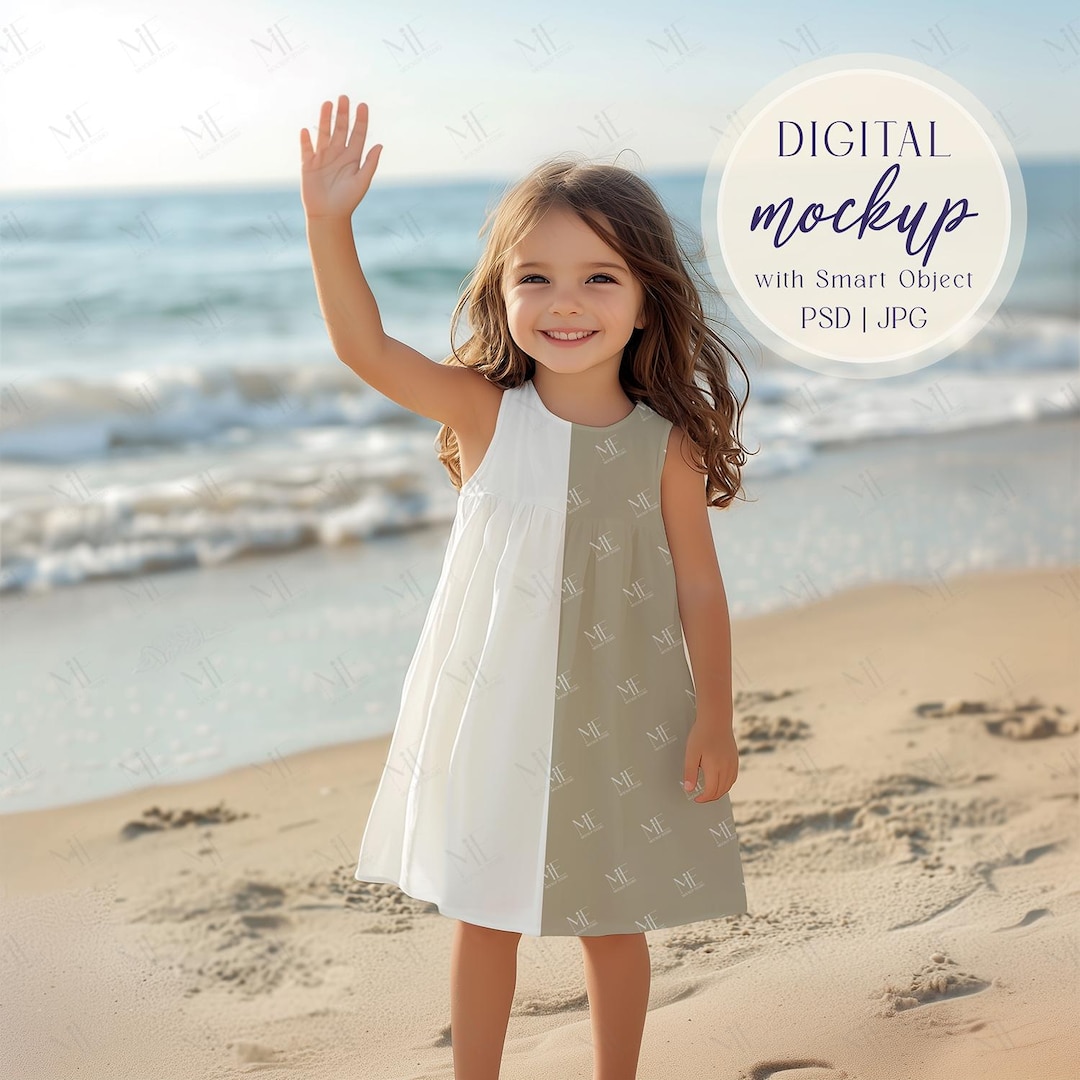 Girl Summer Dress Mockup PSD, Girl Dress Mockup, All-over Print Dress ...