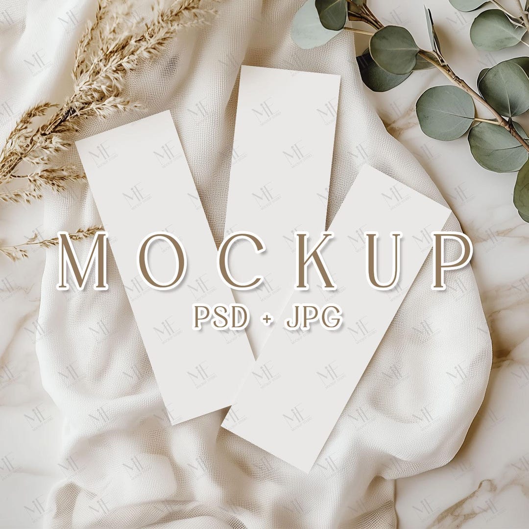 Bookmark & Photo Strip Mockup Set, Sublimation Bookmark Mockup PSD ...