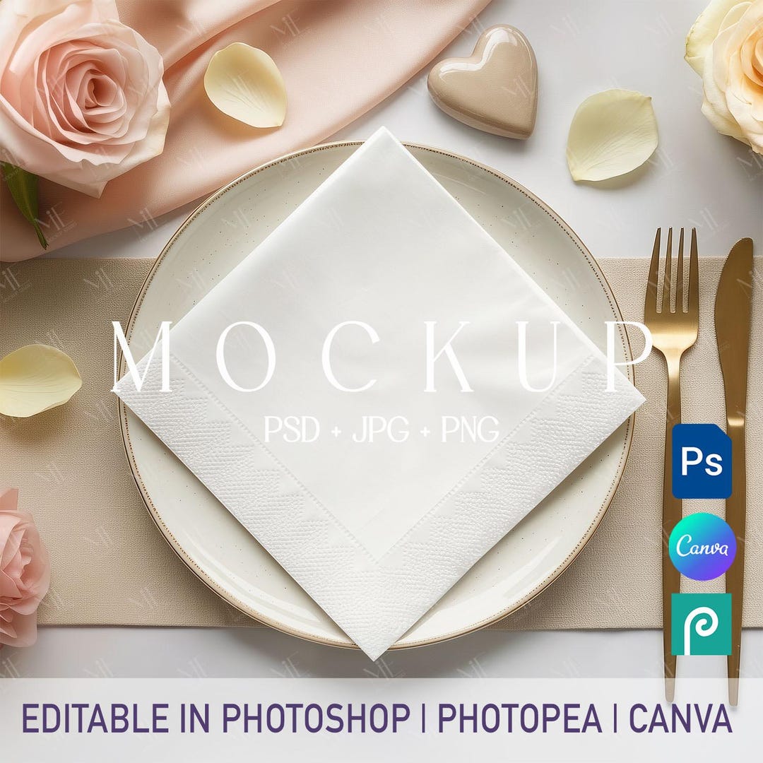 Cocktail Napkin Mockup, Wedding Napkins Mock Up, Paper Beverage Napkin ...