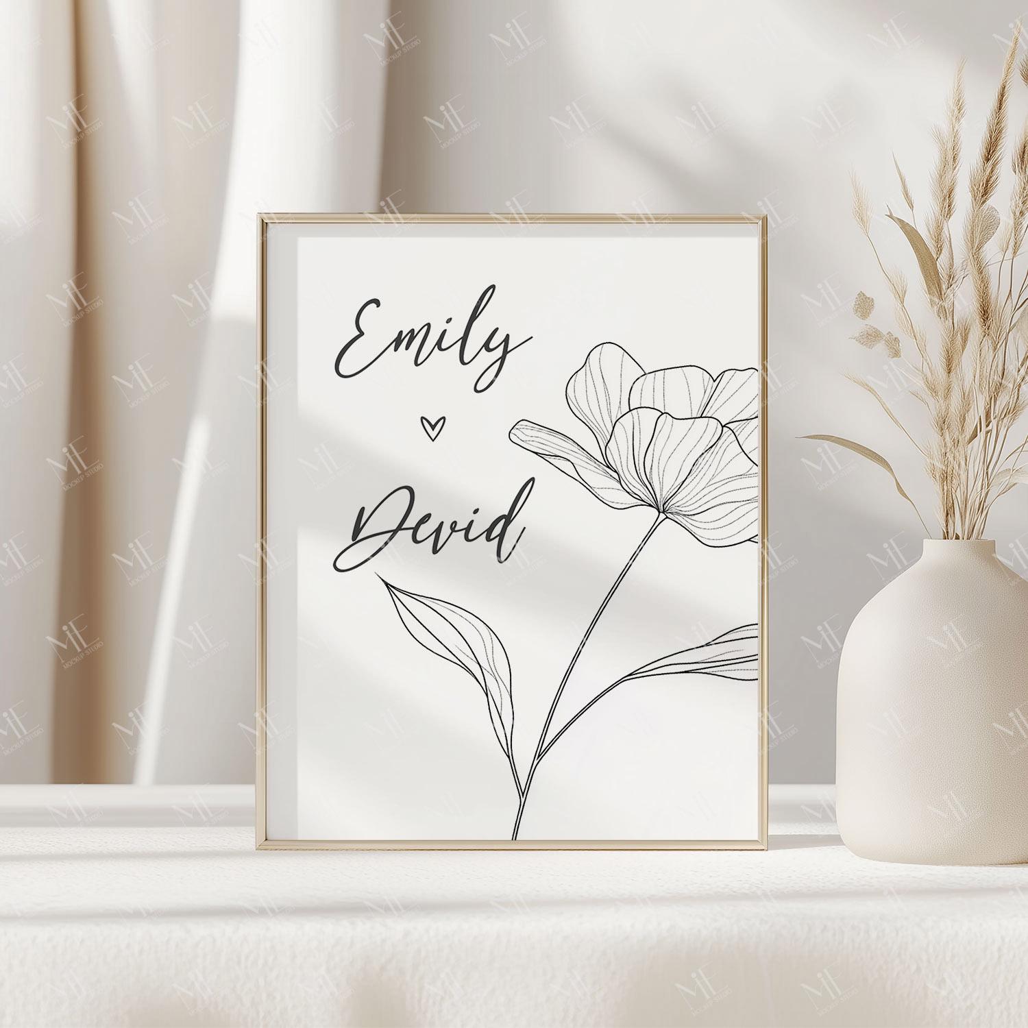 Boho Table Sign Mockup, 8x10 Wedding Sign Canva PNG PSD (digital ...