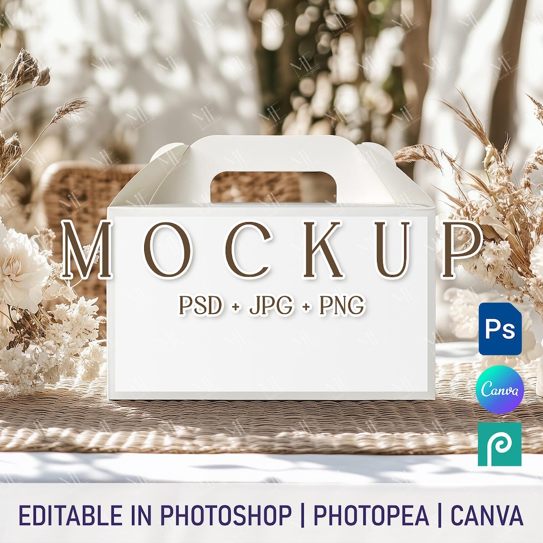 Gable Box Mockup, Gift Gable Box Label Mock Up, Sticker Box Mockup PSD ...