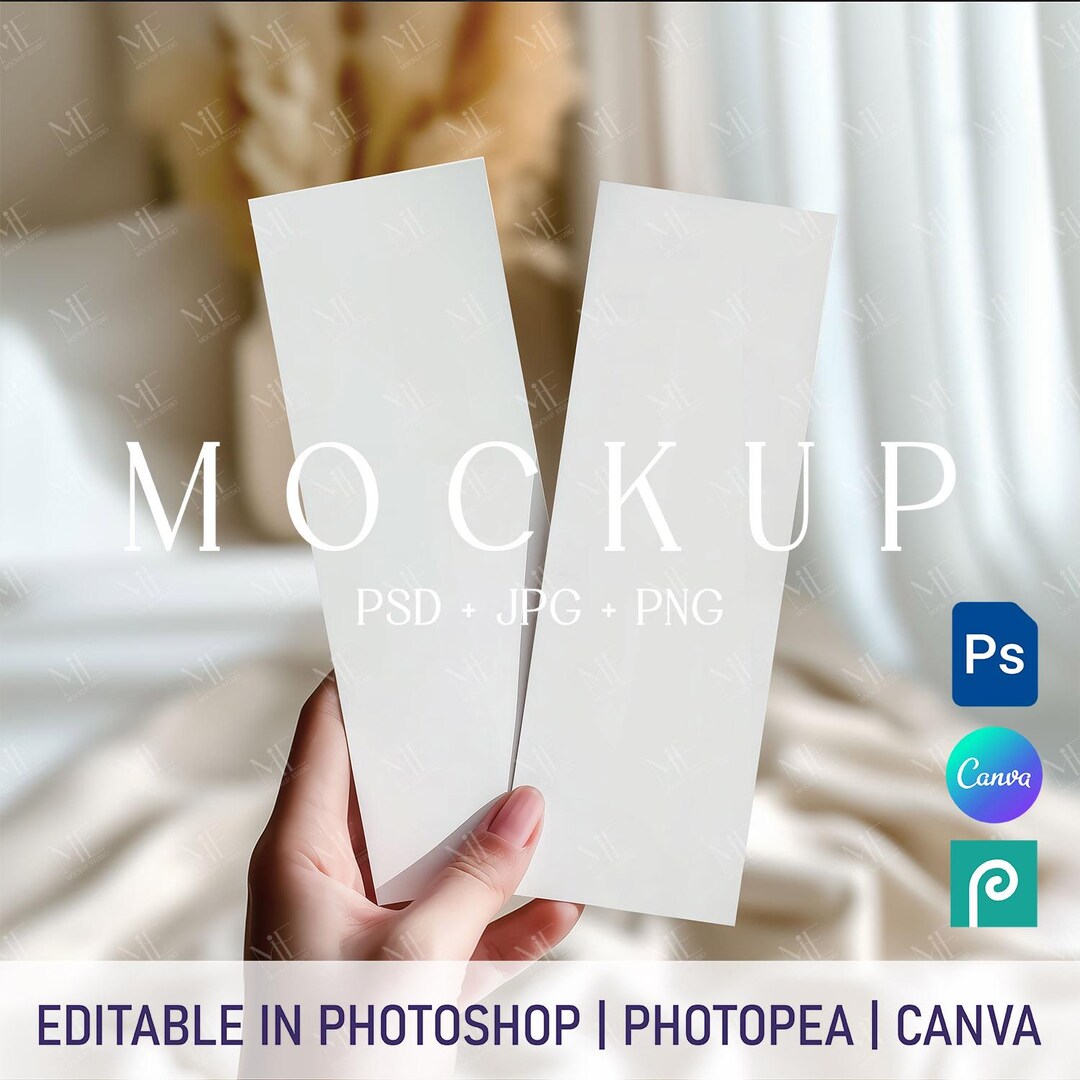 Digital Bookmark Mockup, Photo Strip Mockup, Wedding or Baby Shower ...