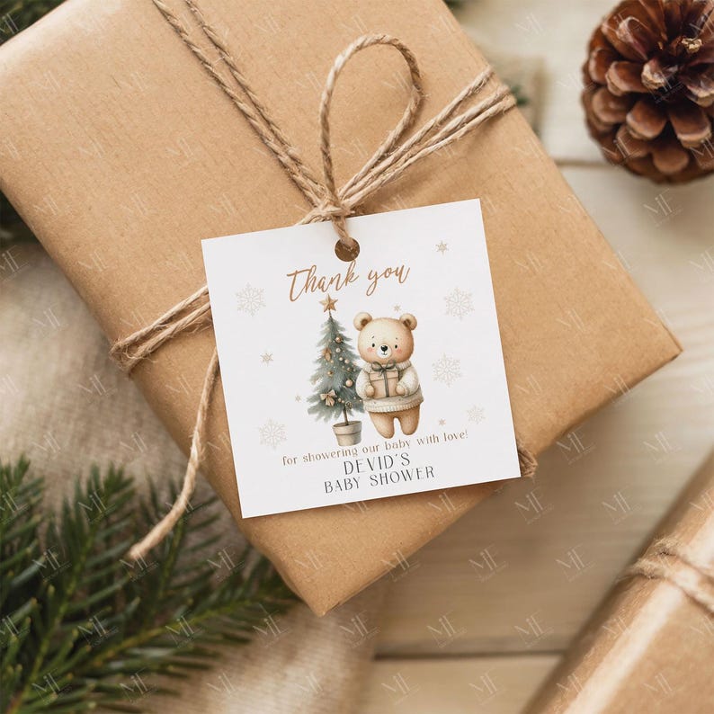 Christmas Gift Tag Mockup – Long, Round, Square PSD Template (digital ...