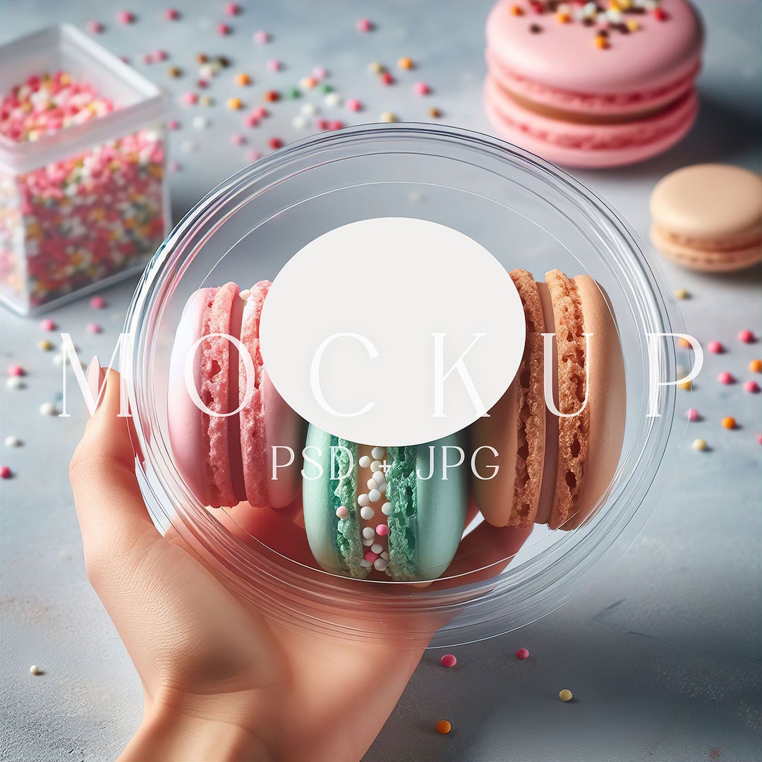 Macaron Label Mockup, Cookie Sticker Mockup Label, Guest Favor Mockup ...