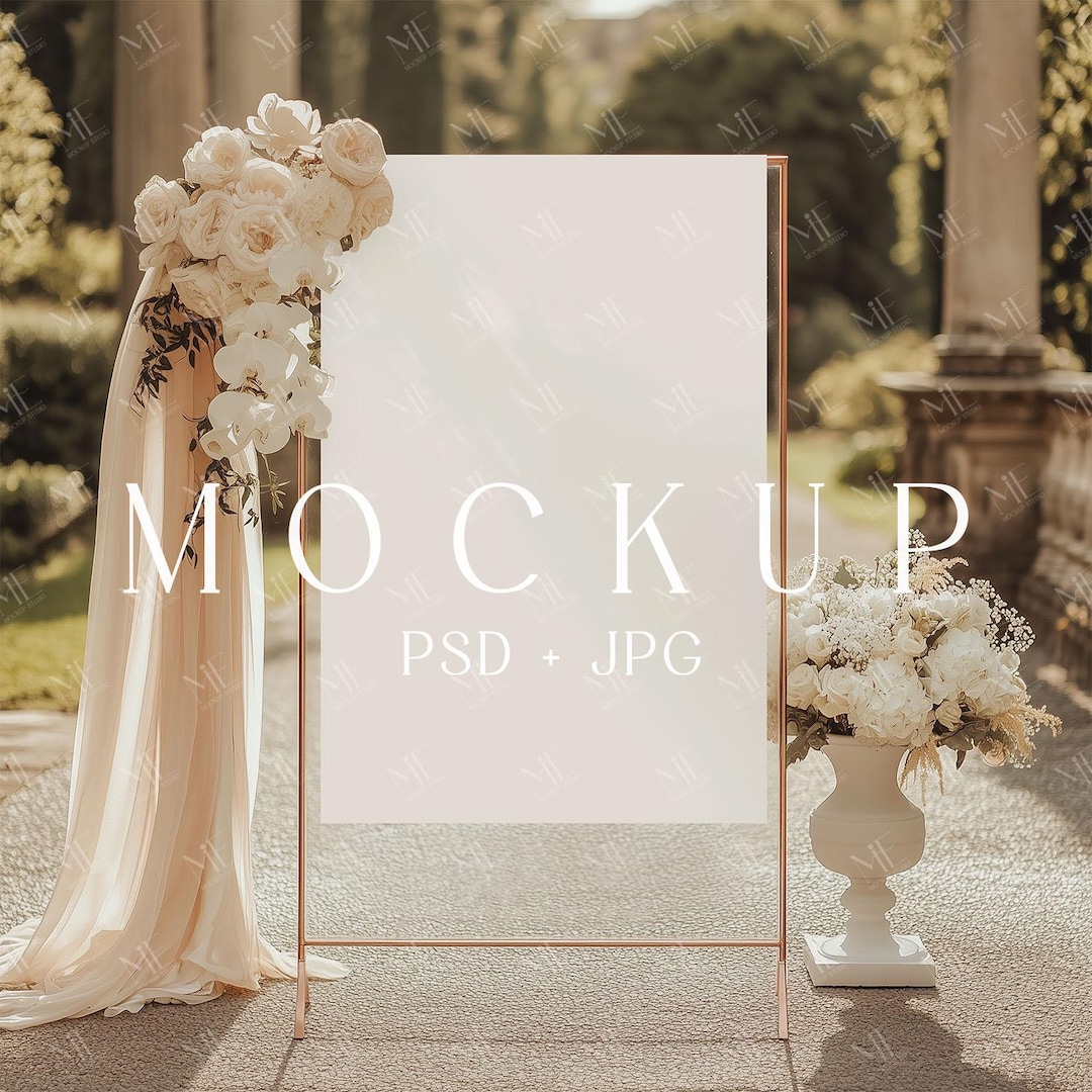 Welcome Sign Mockup, Wedding Backdrop Stand PSD, Boho Poster Mockup ...