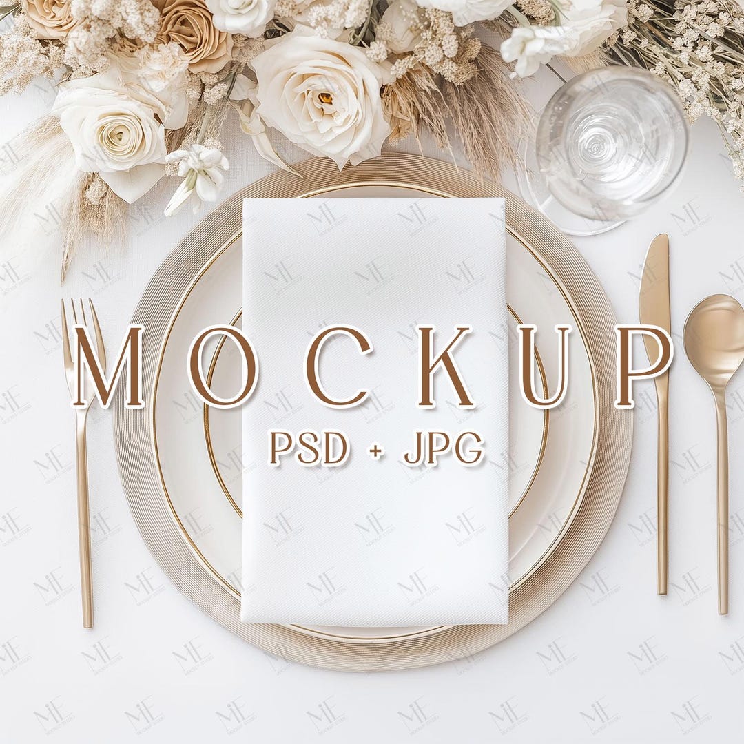 Wedding Napkin Mockup, Dinner Napkin Mockup, Cocktail Napkin Template ...