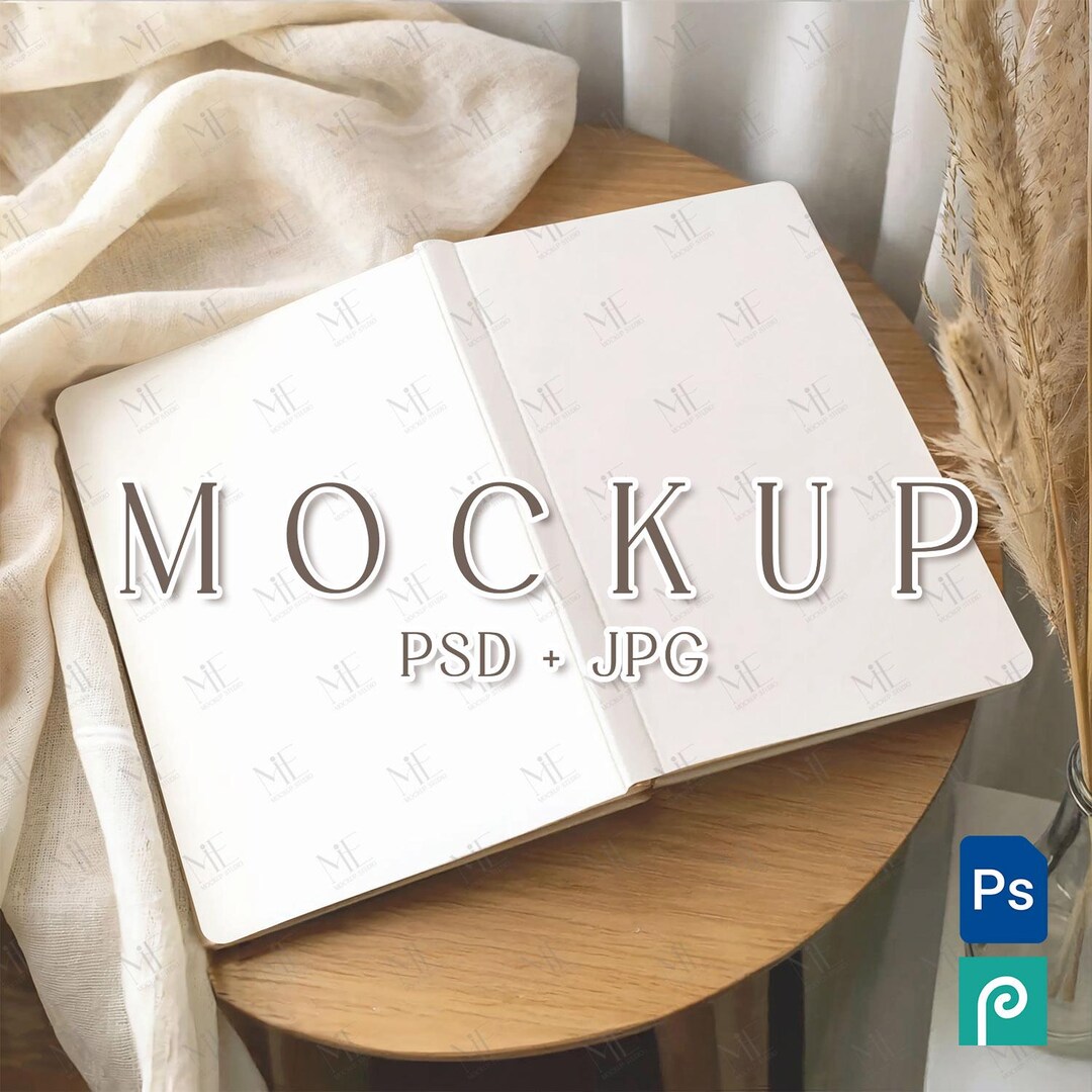 Open Journal Mockup PSD, Front and Back Hardcover Notebook Template ...