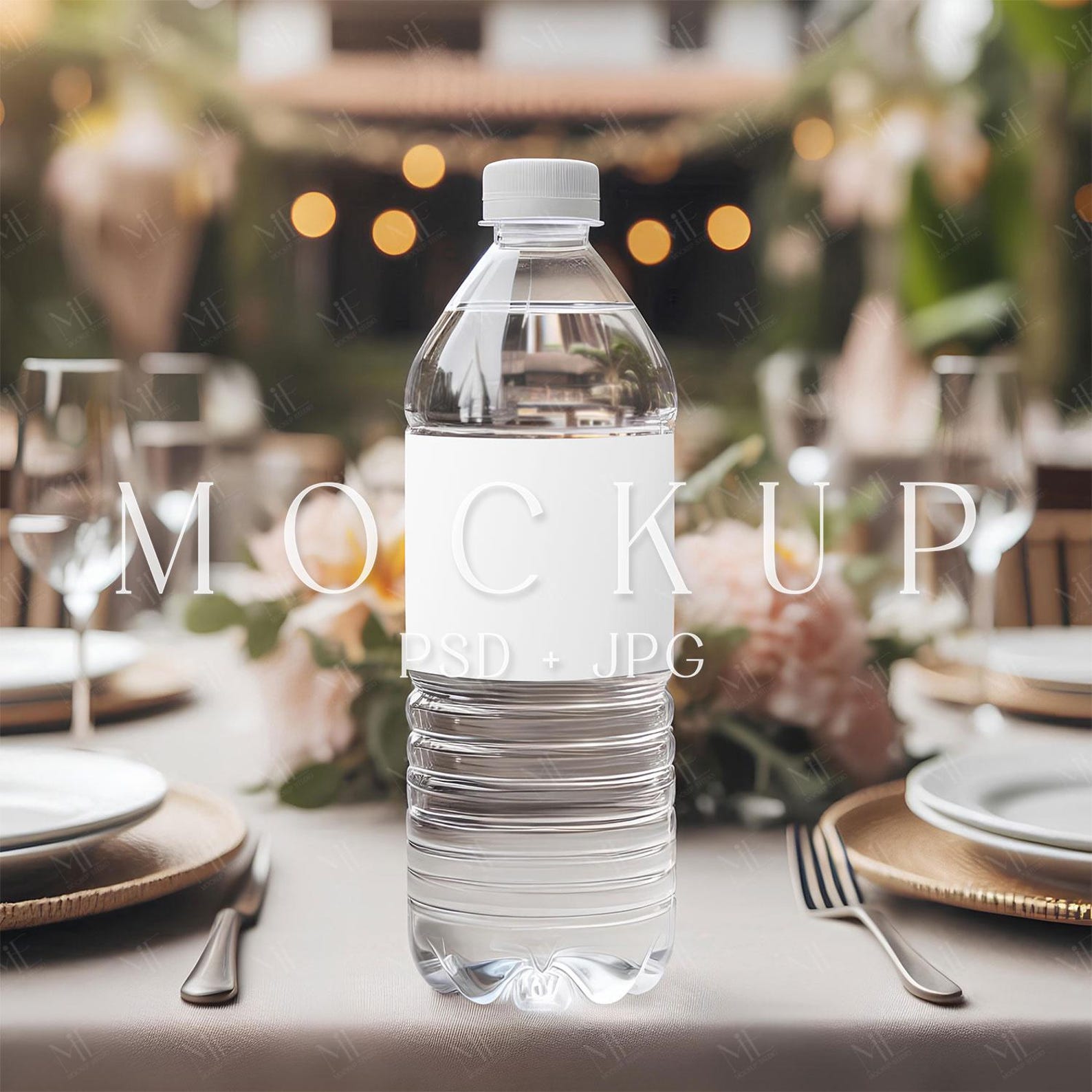 Water Bottle Mockup, 8x2 Label Mockup, Wedding Water Bottle Label PSD ...