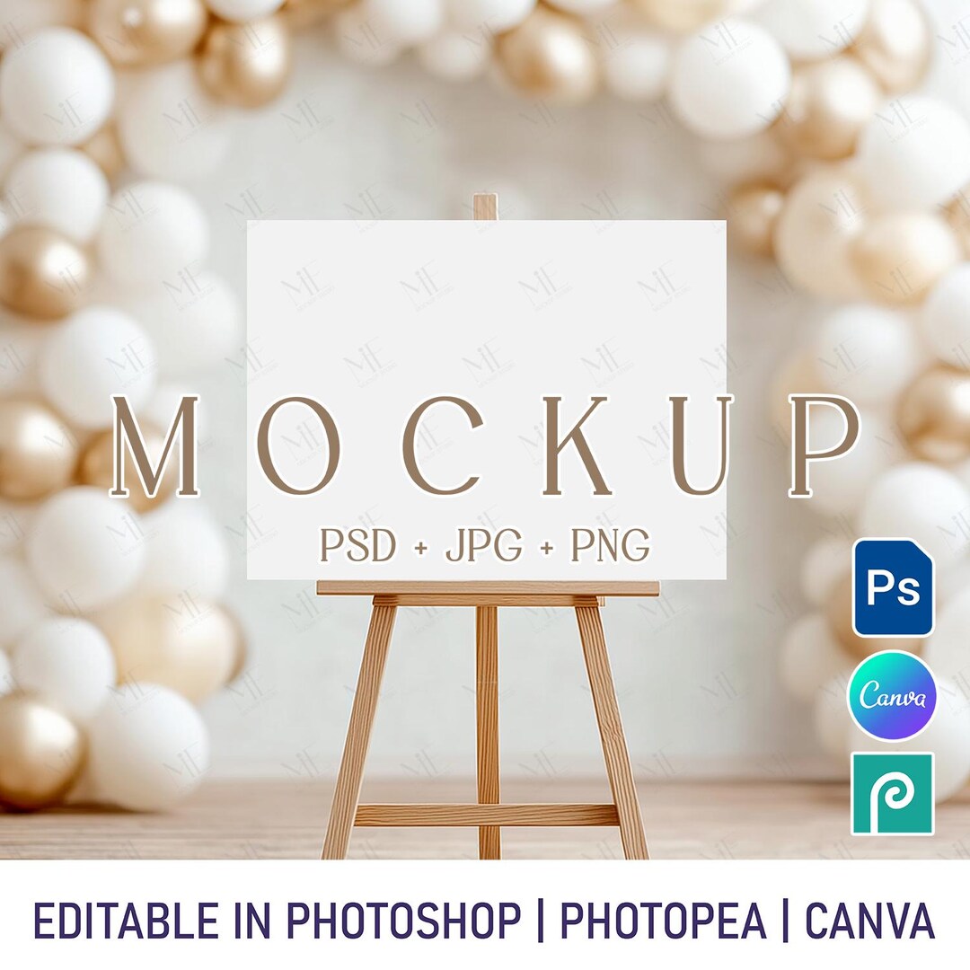Landscape Welcome Sign Mockup 18x24, Party Easel Poster Template PSD ...