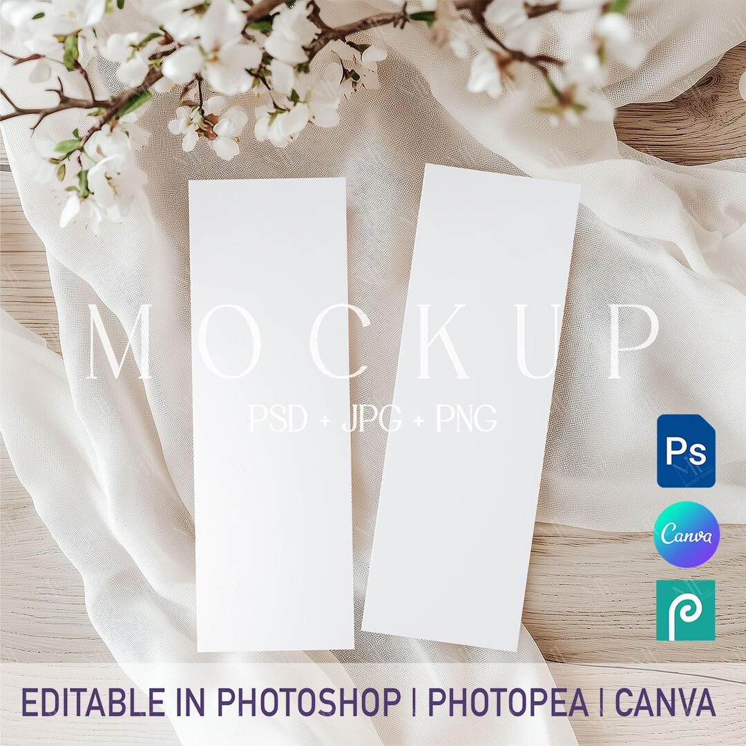 2x6 Bookmark Mockup Set PSD PNG, Photo Strip Sublimation Card Template ...